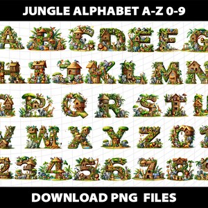 Jungle Animals Alphabet Letters Cliparts DTF and Sublimation PNG Design ...