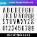 Half Alphabet Font Letters Blank Transparent Canva Frame Template Half ...