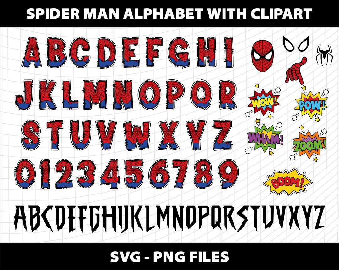 Spider Man Doodle Alphabet Font Letters Svg Superhero Birthday - Etsy UK