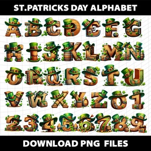 St.patricks Day Lucky Alphabet Letters Cliparts Sublimation PNG Doodle ...