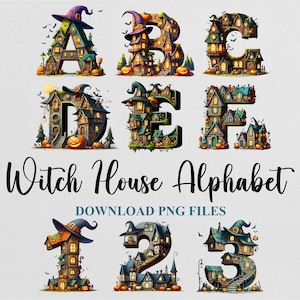 Witch House Halloween Spooky Alphabet Letters Cliparts Sublimation PNG ...