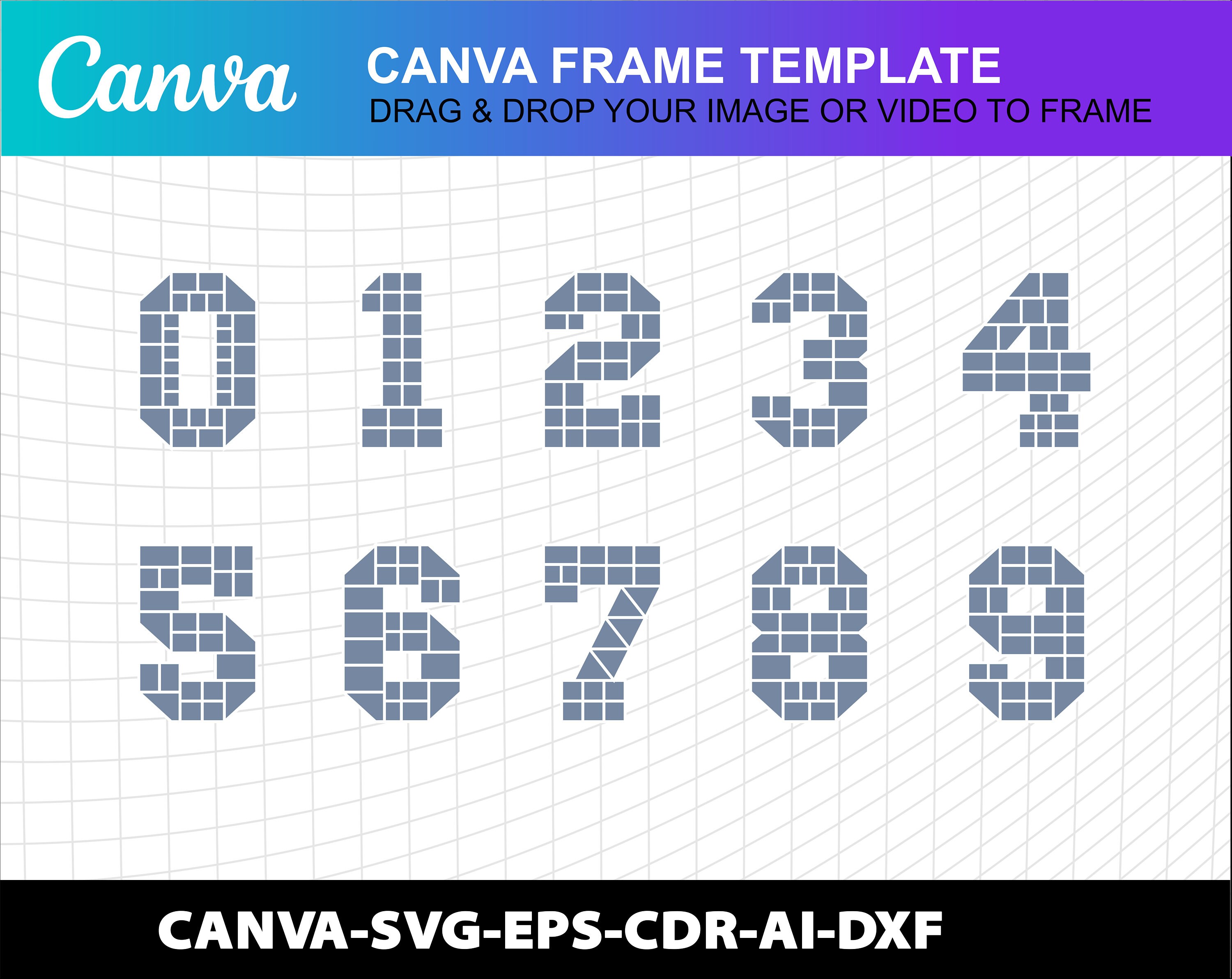 Photo Collage Number Canva Frame Template Full Editable Canva - Svg ...