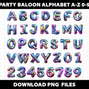 Birthday Party Baloons Alphabet Letters Party Cliparts Sublimation PNG ...