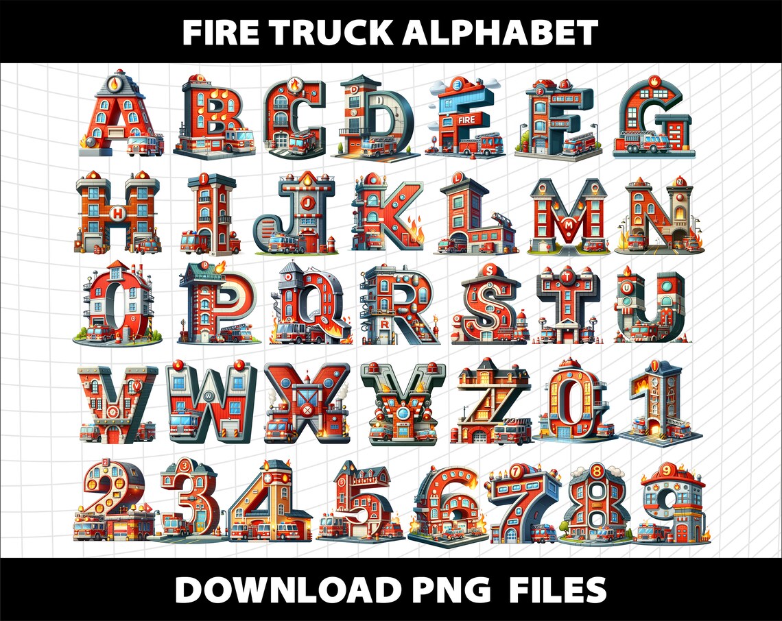 Fire Truck Alphabet Letters Cliparts Fire Fighter Fireman Rescue Man ...