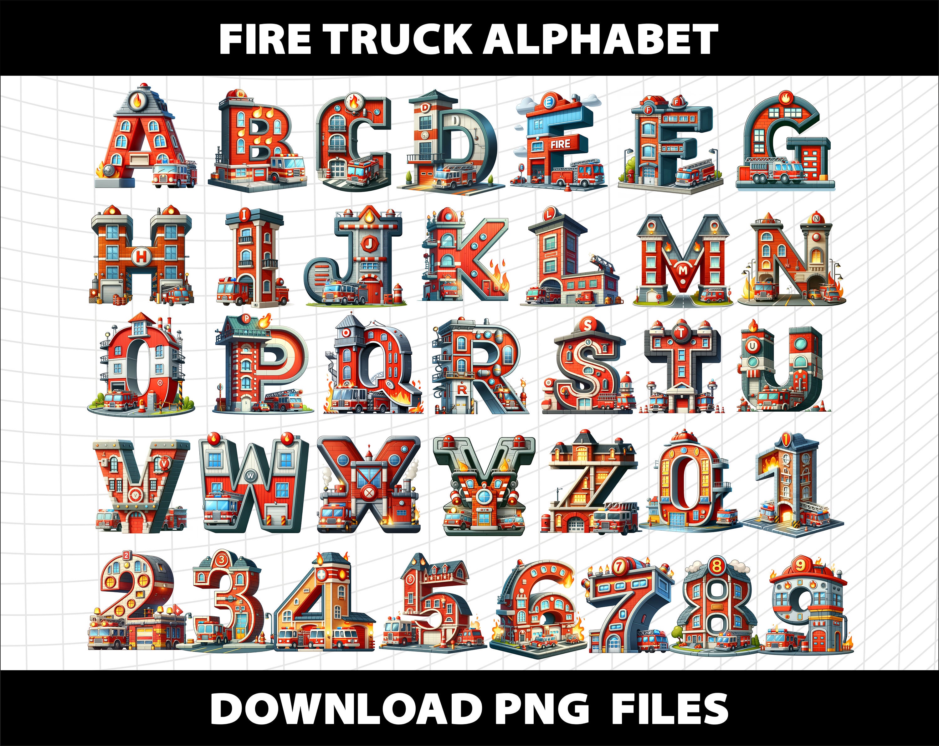 Fire Truck Alphabet Letters Cliparts Fire Fighter Fireman Rescue Man ...