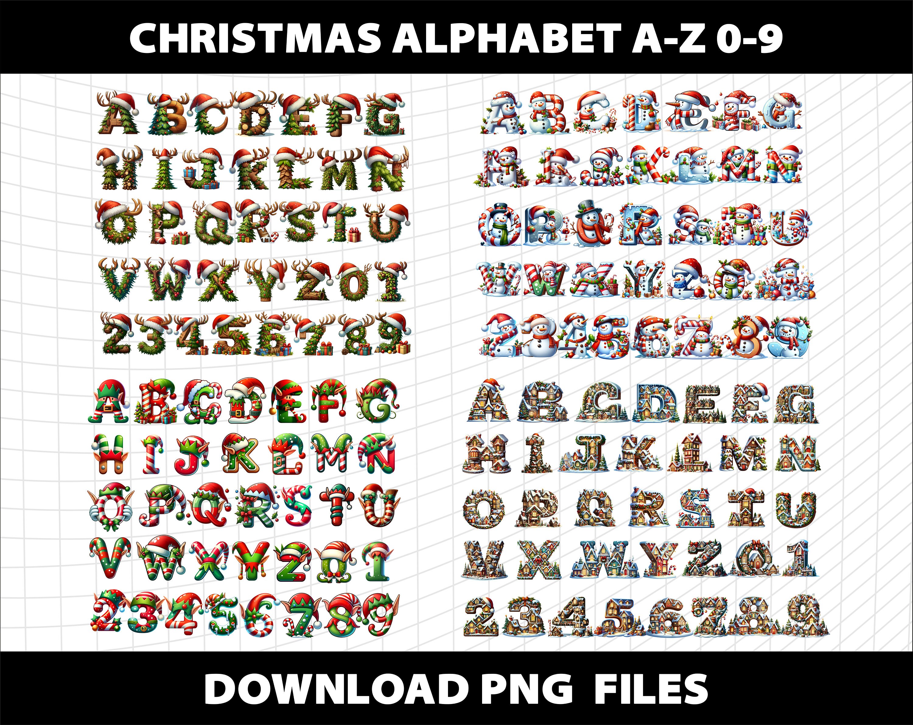 Halloween Christmas Thanks Giving Day Alphabet Letters Holiday Festive ...