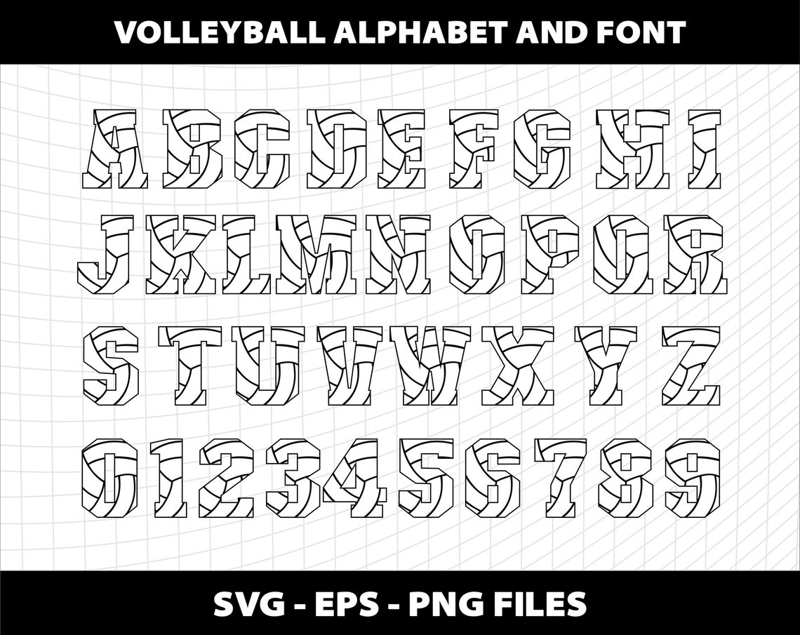 Volleyball Sports Alphabet Font Letters Svg Volleyball College Varsity ...