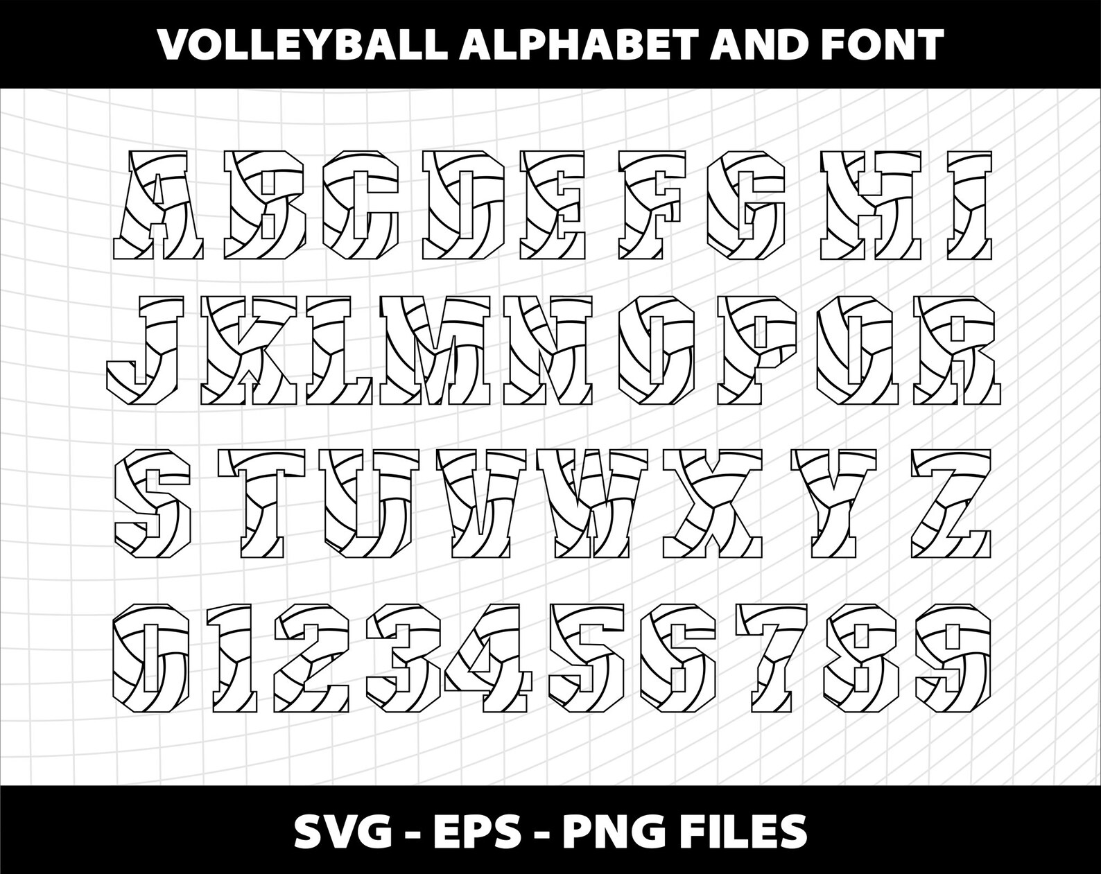 Volleyball Sports Alphabet Font Letters Svg Volleyball College Varsity ...