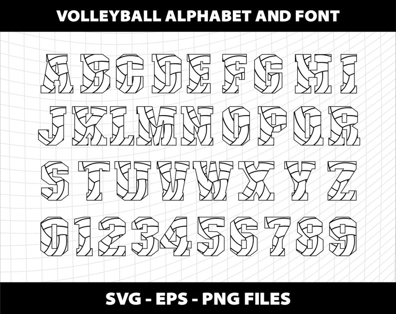 Volleyball Sports Alphabet Font Letters Svg Volleyball College Varsity ...