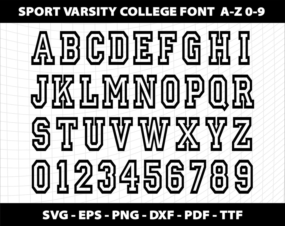 Sports College Varsity Font Svg Ttf Cricut Alphabet Letters Sports ...