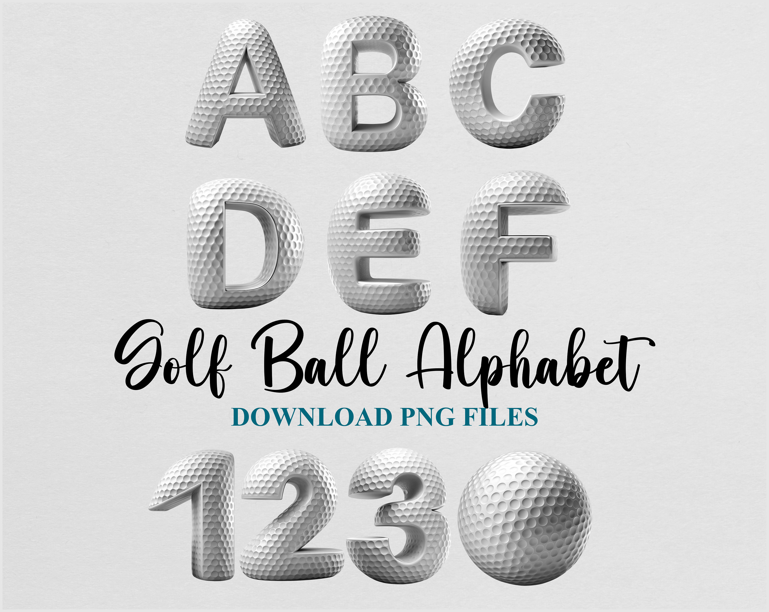 Golf Alphabet Letters Sports Cliparts Sublimation PNG Doodle Design ...
