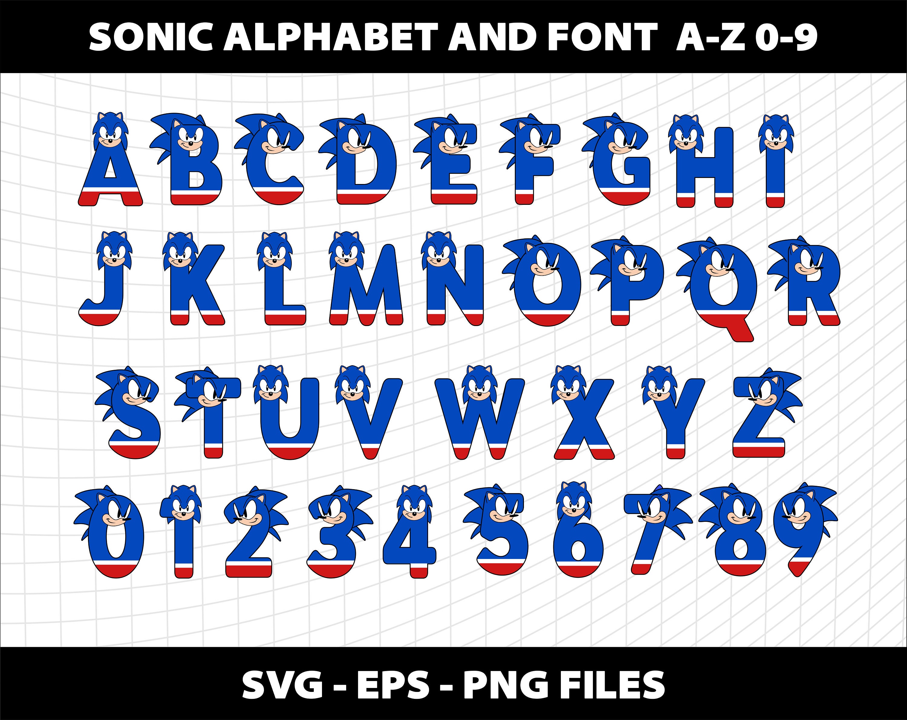 Sonic Alphabet Fuente Letras Svg Sonic Cumpleaños Número 1 2 3 - Etsy ...