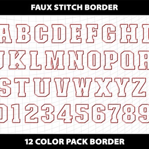 Faux Embroidery Stitch Border + Fill Blank Letters Alphabet Numbers ...