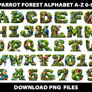 Parrot Forest Exotic Birds Jungle Letters Alphabet Cliparts Watercolor ...