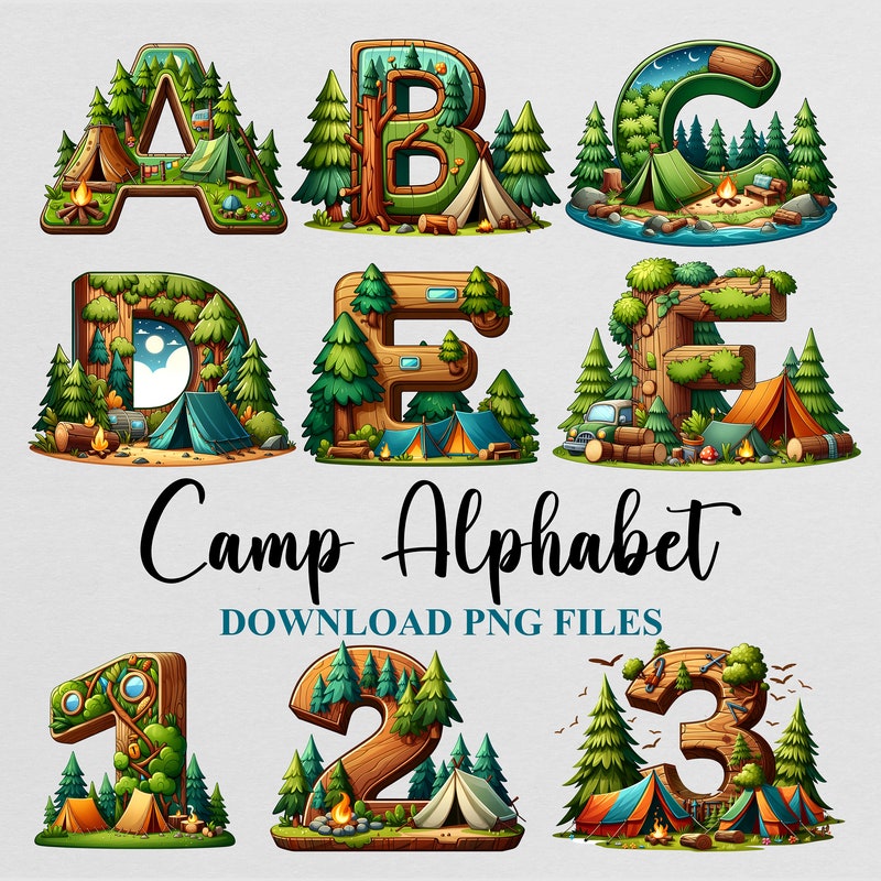Camping Alphabet - Etsy