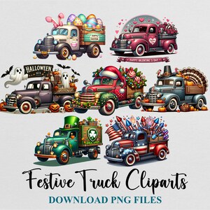 Truck Watercolor Cliparts Christmas Halloween Thanks Giving Day Easter ...