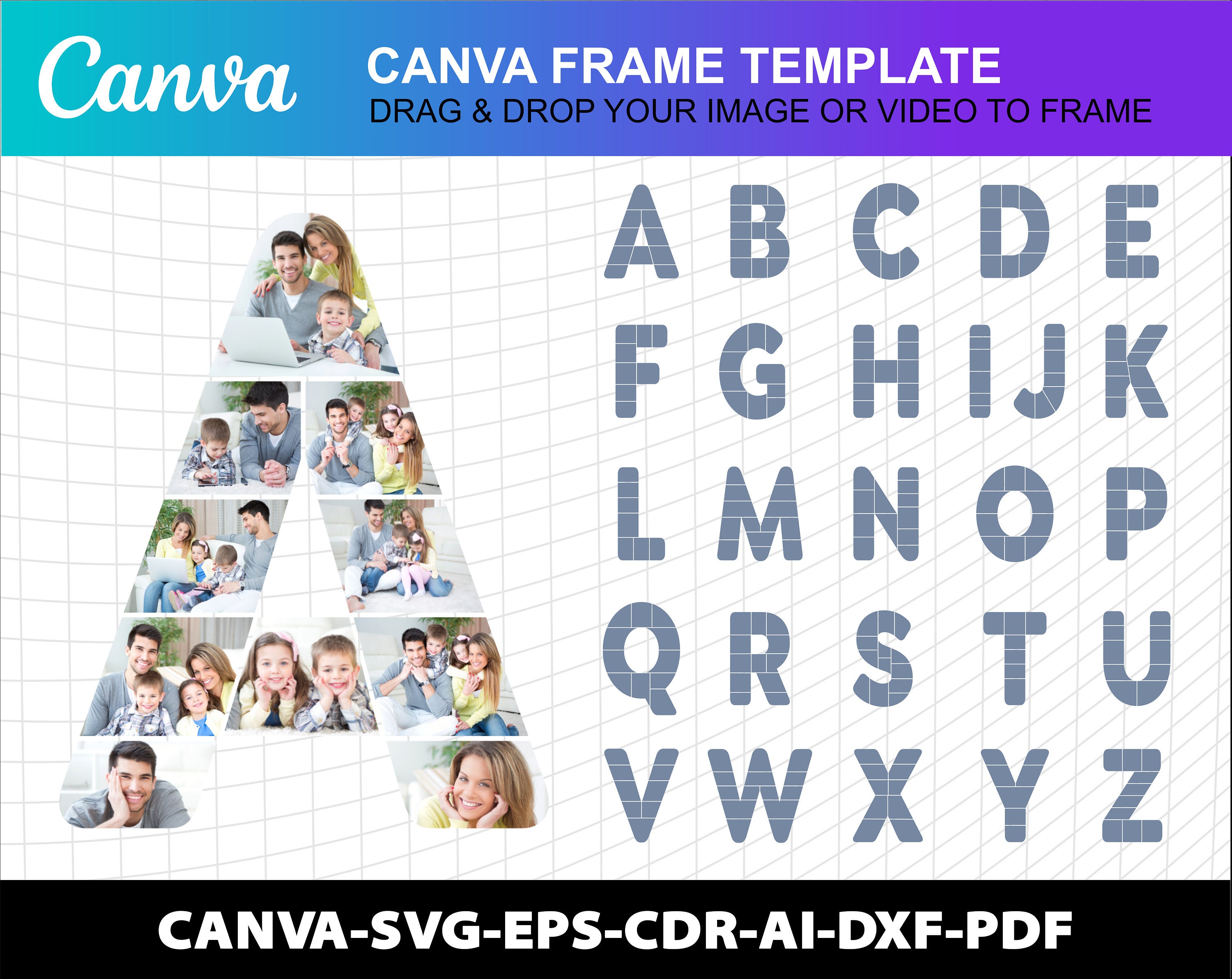 Alphabet Photo Collage Canva Frame Template A-Z Birthday - Etsy Australia