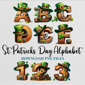 St.patricks Day Lucky Alphabet Letters Cliparts Sublimation PNG Doodle ...