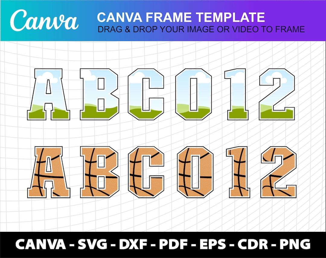 Canva Frame Template Varsity College Sports Blank Letters Alphabet Font ...