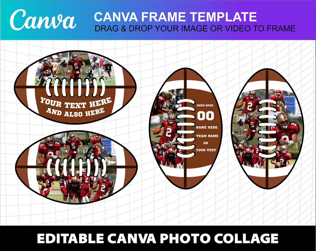 American Football Photo Collage Canva Frame Template Canva Design Photo ...
