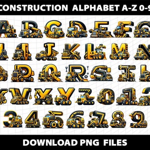 Construction Truck Cliparts Letters Alphabet Numbers Bundle Sublimation ...