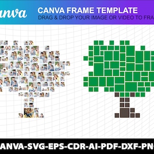 Family Tree Photo Collage Canva Frame Template Svg Cdr Ai Canva Design ...