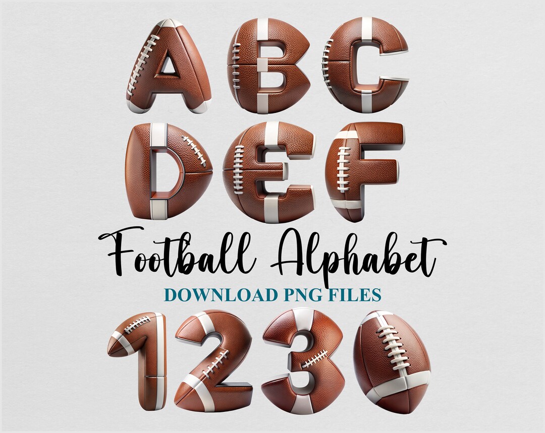 Football Alphabet Letters Sports Cliparts Sublimation PNG Doodle Design ...