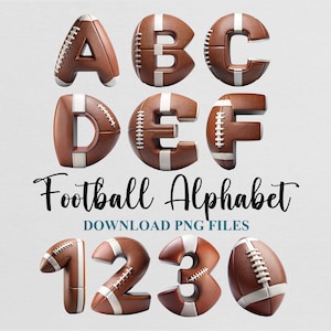 Football Alphabet Letters Sports Cliparts Sublimation PNG Doodle Design ...