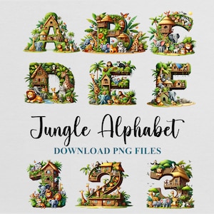 Jungle Animals Alphabet Letters Cliparts DTF and Sublimation PNG Design ...