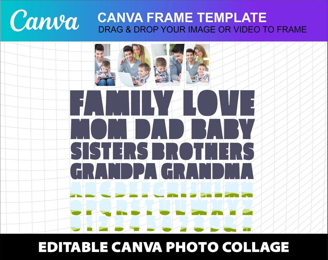 Canva Frame Template Letters Numbers Family Mom Dad Baby Sisters ...