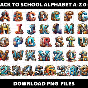 Back to School Teacher Letters Alphabet Font Cliparts Numbers PNG ...