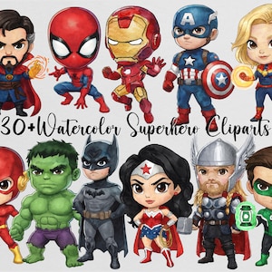 Watercolor Superhero Cliparts Bundle Baby Kids Template T-shirt Cup ...