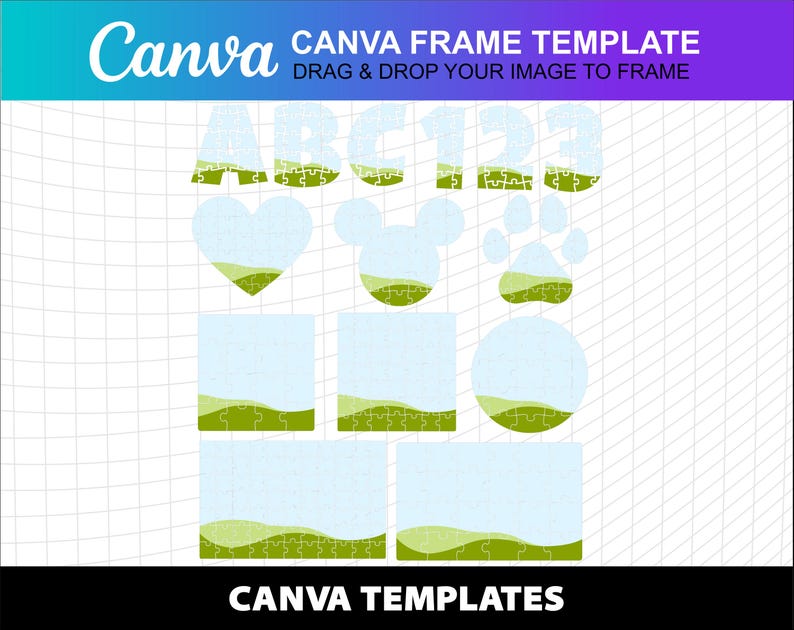 Canva Puzzle Frame Template Photo Collage Birthday Aniversary Memorial ...