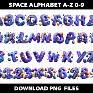 3d Space Galaxy Letters Alphabet Numbers Preschool Kindergarten Bundle ...