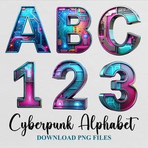 Cyberpunk Alphabet Letters Clipart Electronic Circuit Sublimation PNG ...