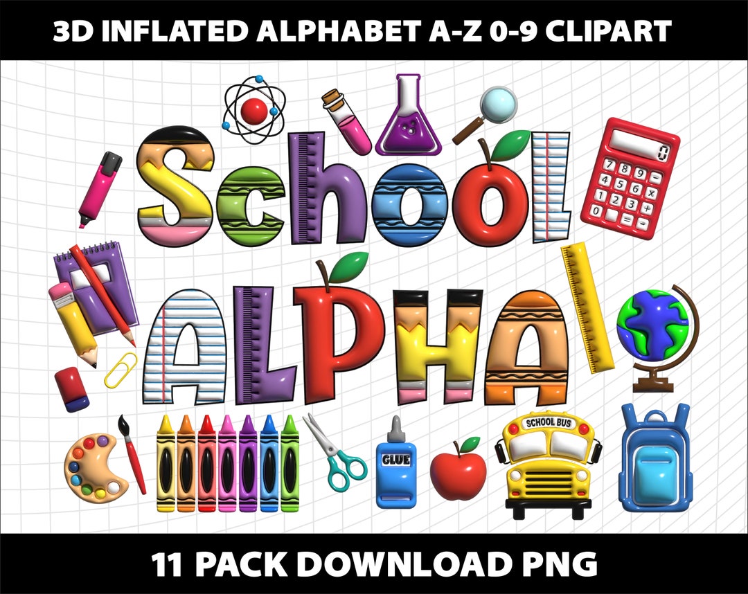 3d Inflated Puffy Back to School Teacher Letters Alphabet Numbers ...