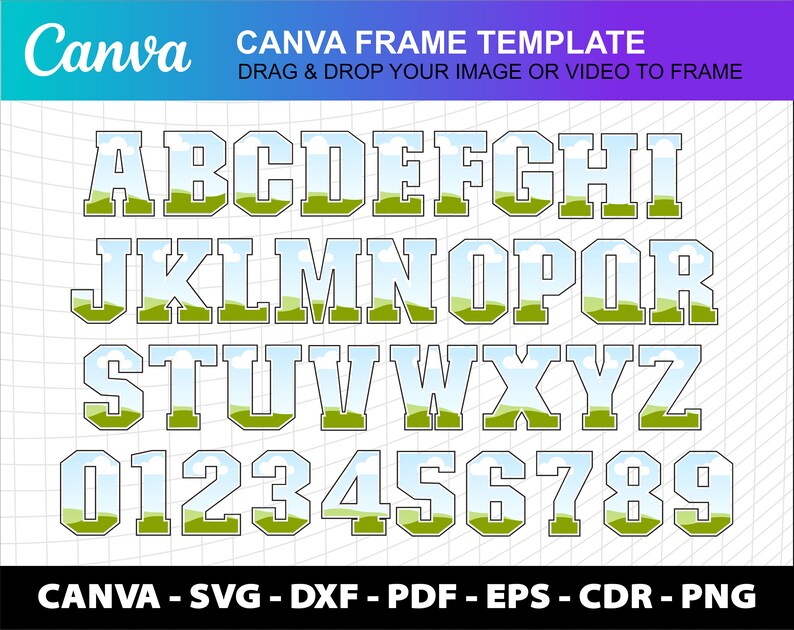 Canva Frame Template Varsity College Sports Blank Letters - Etsy