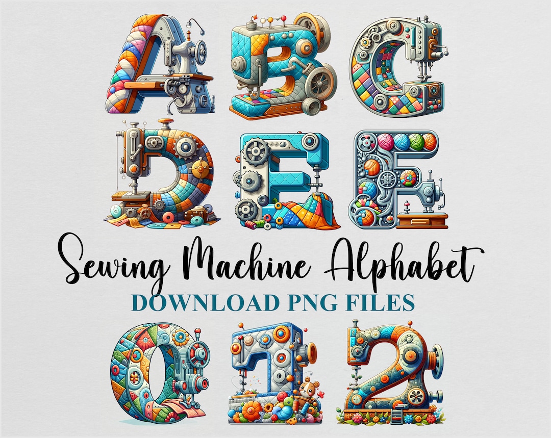 Sewing Machine Cliparts Alphabet Letters Watercolor Quilting Tailor ...