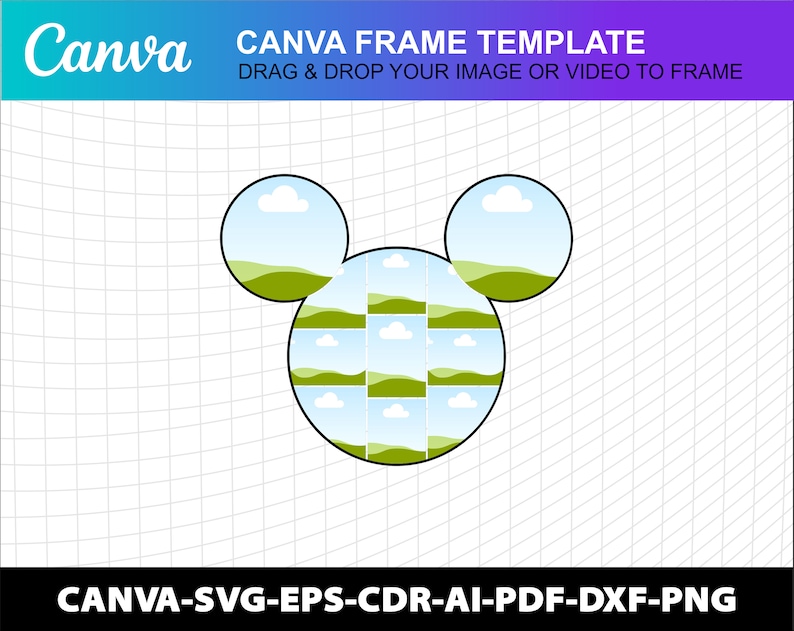 Photo Collage Mickey Mouse Canva Frame Template Svg Storyboard - Etsy