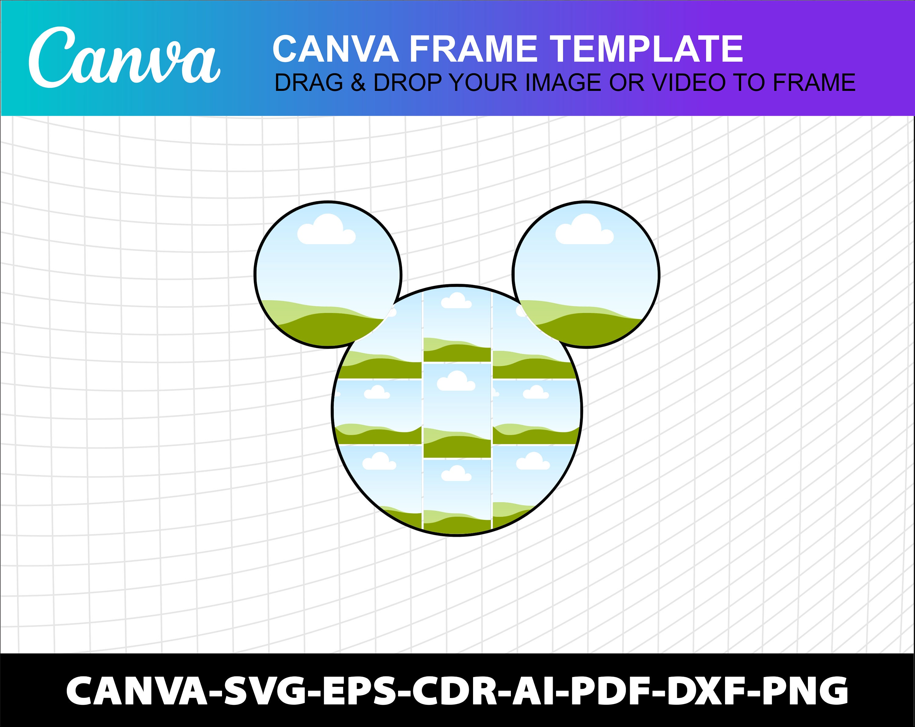 Photo Collage Mickey Mouse Canva Frame Template Storyboard Memorial ...