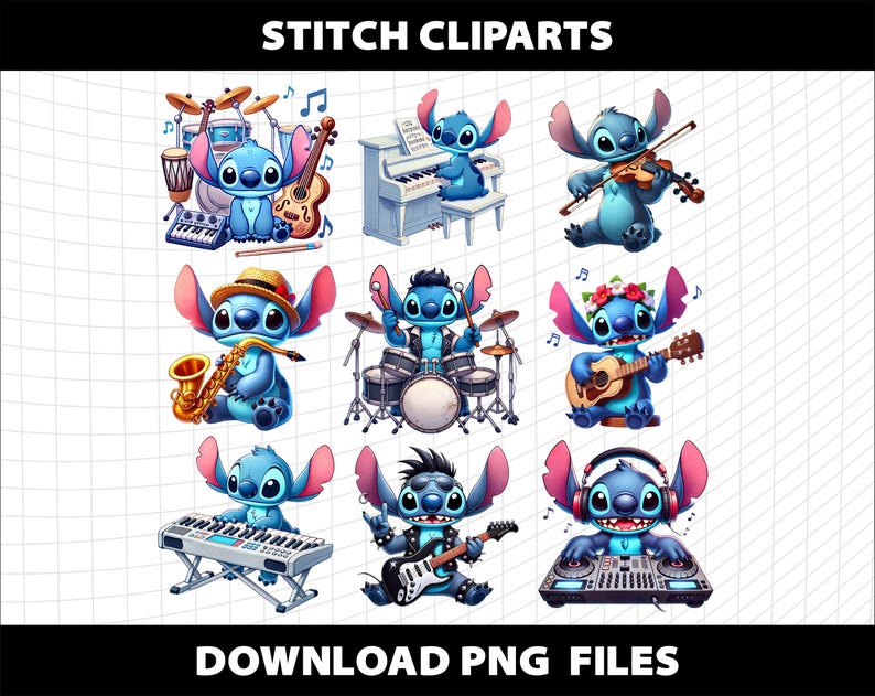 Lilo and Stitch Baby Girl Boy Cliparts PNG Birthday Party DIY Bundle ...
