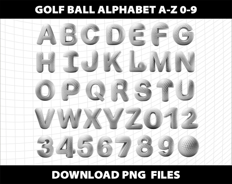 Golf Alphabet Letters Sports Cliparts Sublimation PNG Doodle Design ...