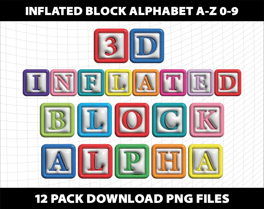 3d Inflated Back to School Teacher Block Letters Alphabet Numbers ...