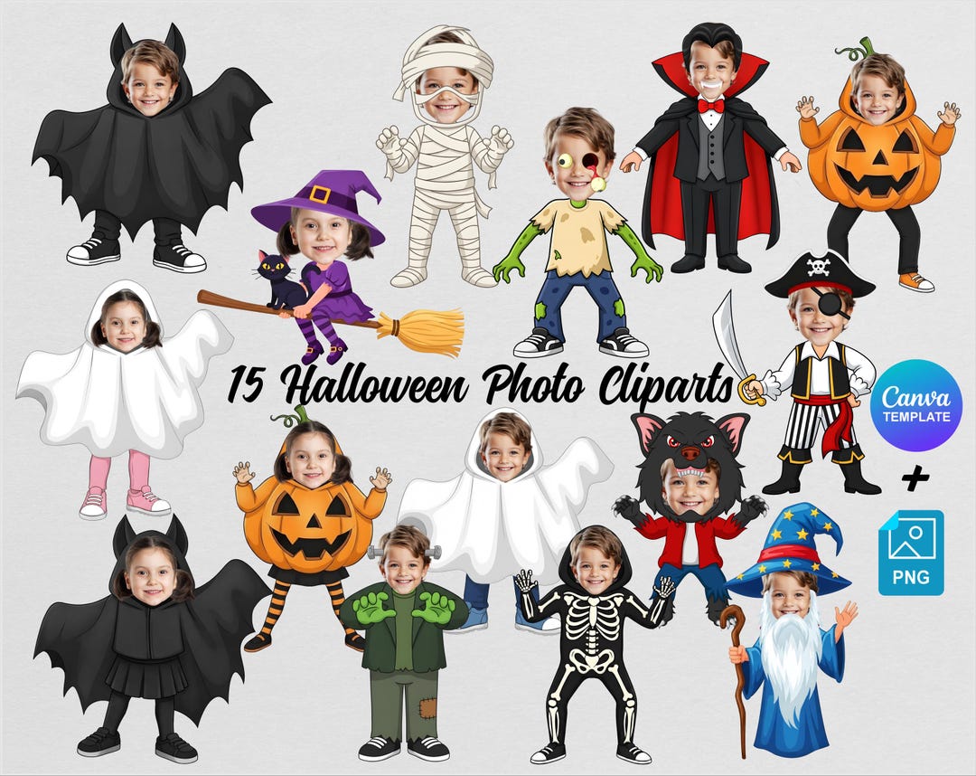 Halloween Cliparts Customized Add Your Face Own Photo PNG Canva DIY ...