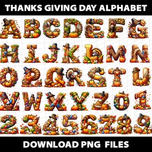 Halloween Christmas Thanks Giving Day Alphabet Letters Holiday Festive ...