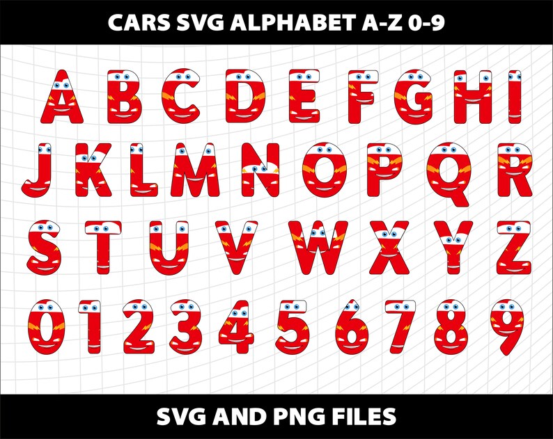 Cars Alphabet Font Letters Svg Cars Birthday Number 1 2 3 4 5 - Etsy ...