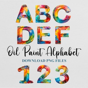 Watercolor Oil Paint Alphabet Letters Party Cliparts Sublimation PNG ...