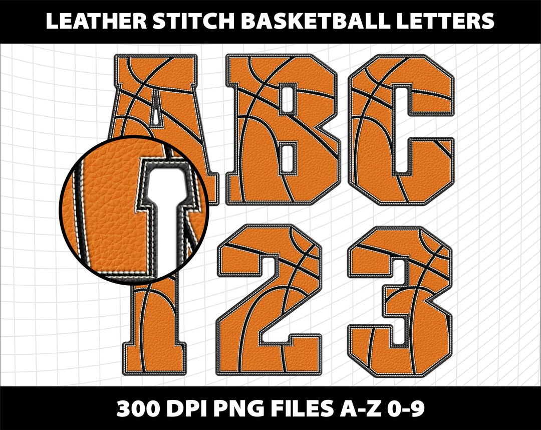 Basketball Leather Faux Stitch Letters Alphabet Applique Patch Template ...