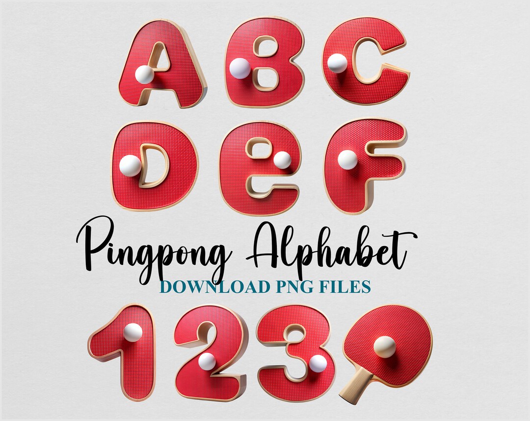 Pingpong Alphabet Letters Sports Ping Pong Cliparts Sublimation PNG ...