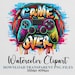 Game Over Graffiti Watercolor Paint Clipart Sublimation Template Mens T ...